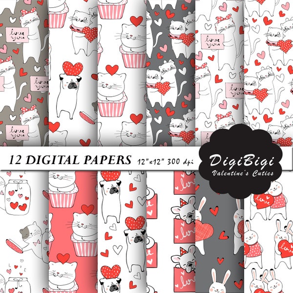Valentine Digital Paper - Etsy