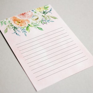 Pink Writing Paper, Pink Floral Letter Paper, Floral Stationery, Roses ...