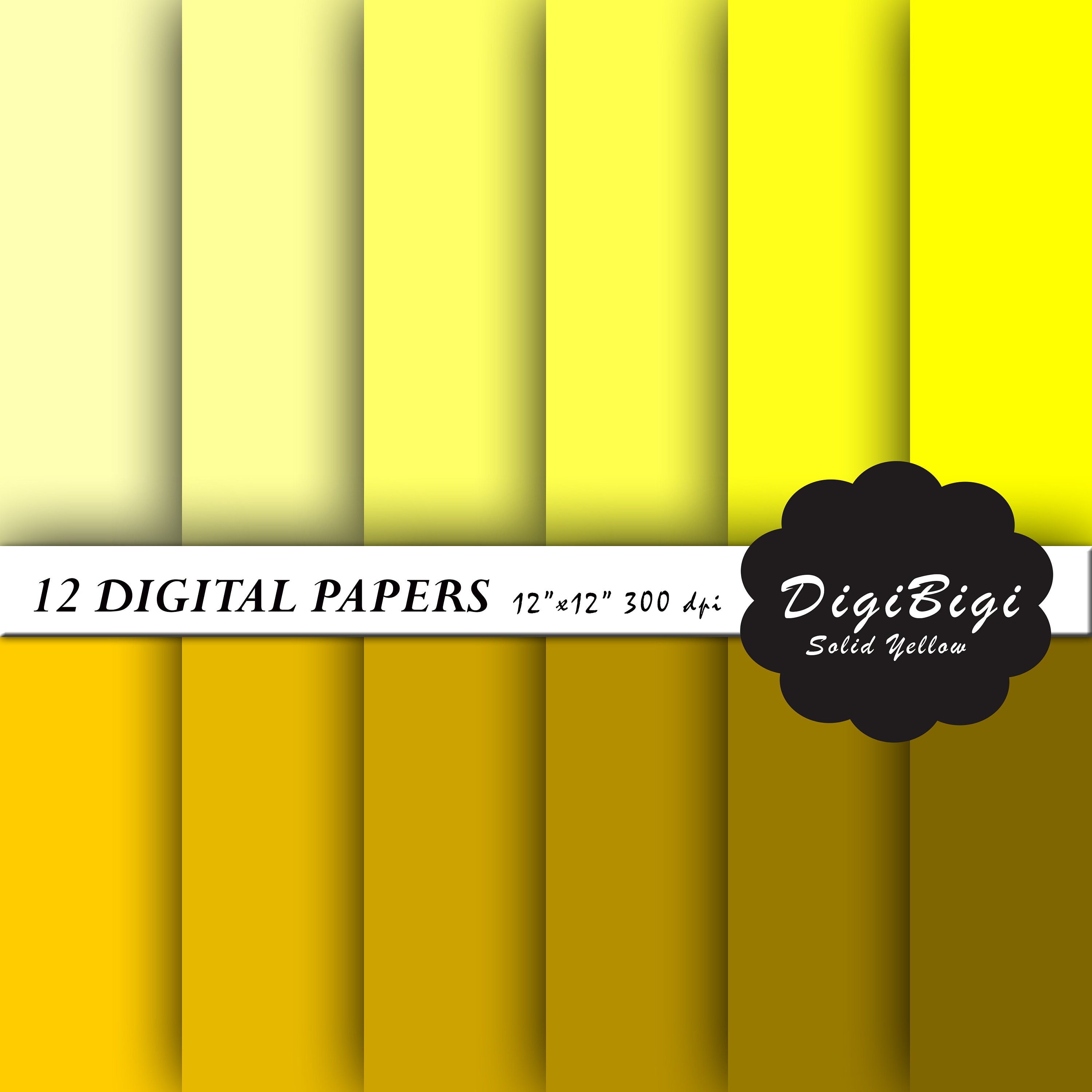 Papel digital amarillo, 12 x 12, color amarillo sólido, papel amarillo ...