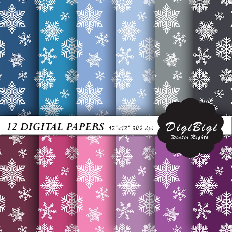 Snowflake Digital Paper, Seamless Christmas Digital Paper, Seamless ...