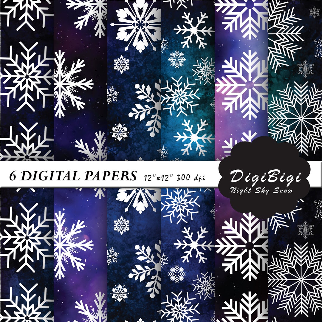 Watercolor Snowflake Digital Paper, Christmas Digital Paper, Snowflake ...