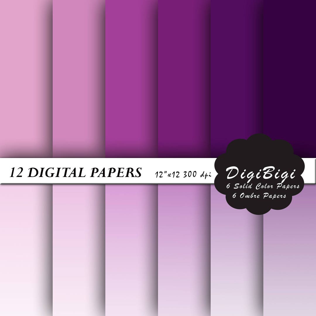 Purple Digital Paper: 12x12 Solid & Ombre (digital Download) - Etsy