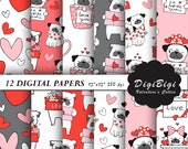 Valentines Digital Paper Cute Puppies Digital Paper Seamless - Etsy