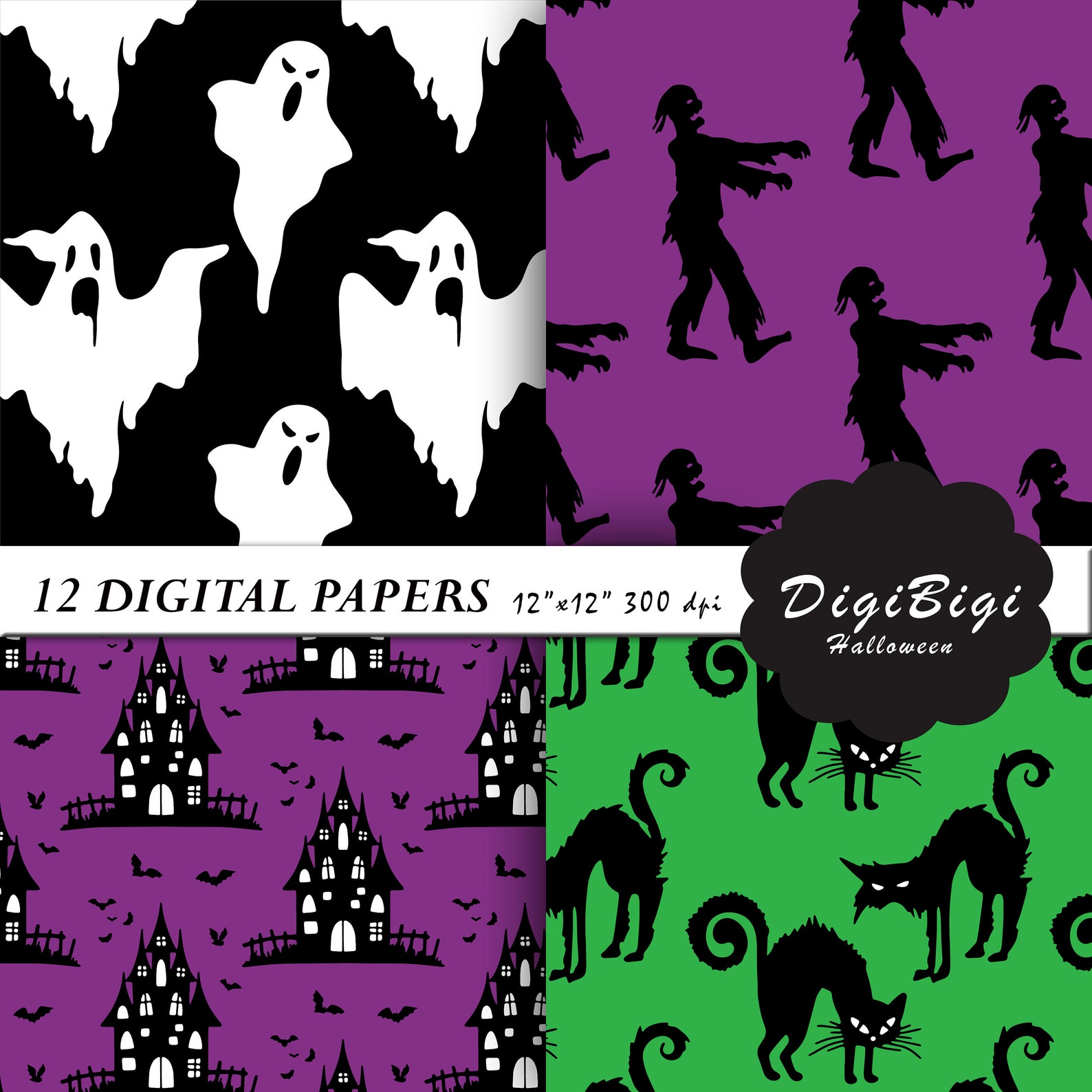Halloween Digital Paper, Scary Paper, Trick or Treat Paper, Halloween ...