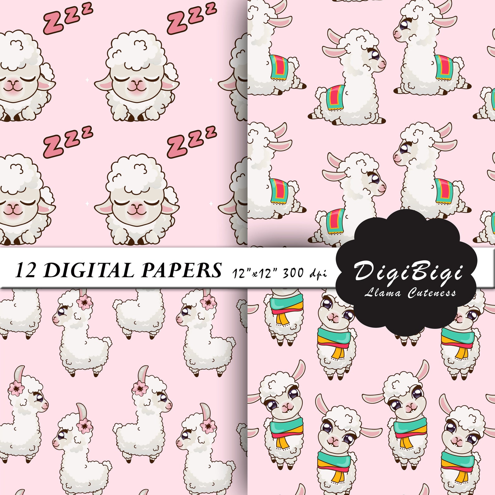 Llama Digital Paper, Alpaca Digital Paper, Llama Patterns, Llama ...