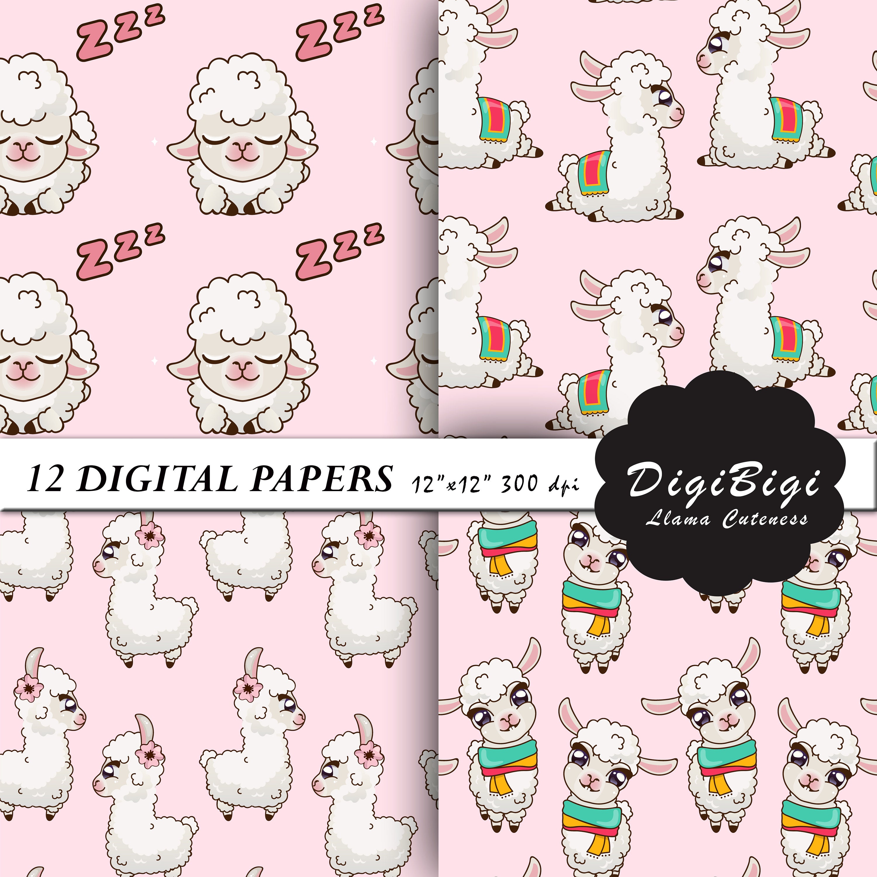 Llama Digital Paper, Alpaca Digital Paper, Llama Patterns, Llama ...
