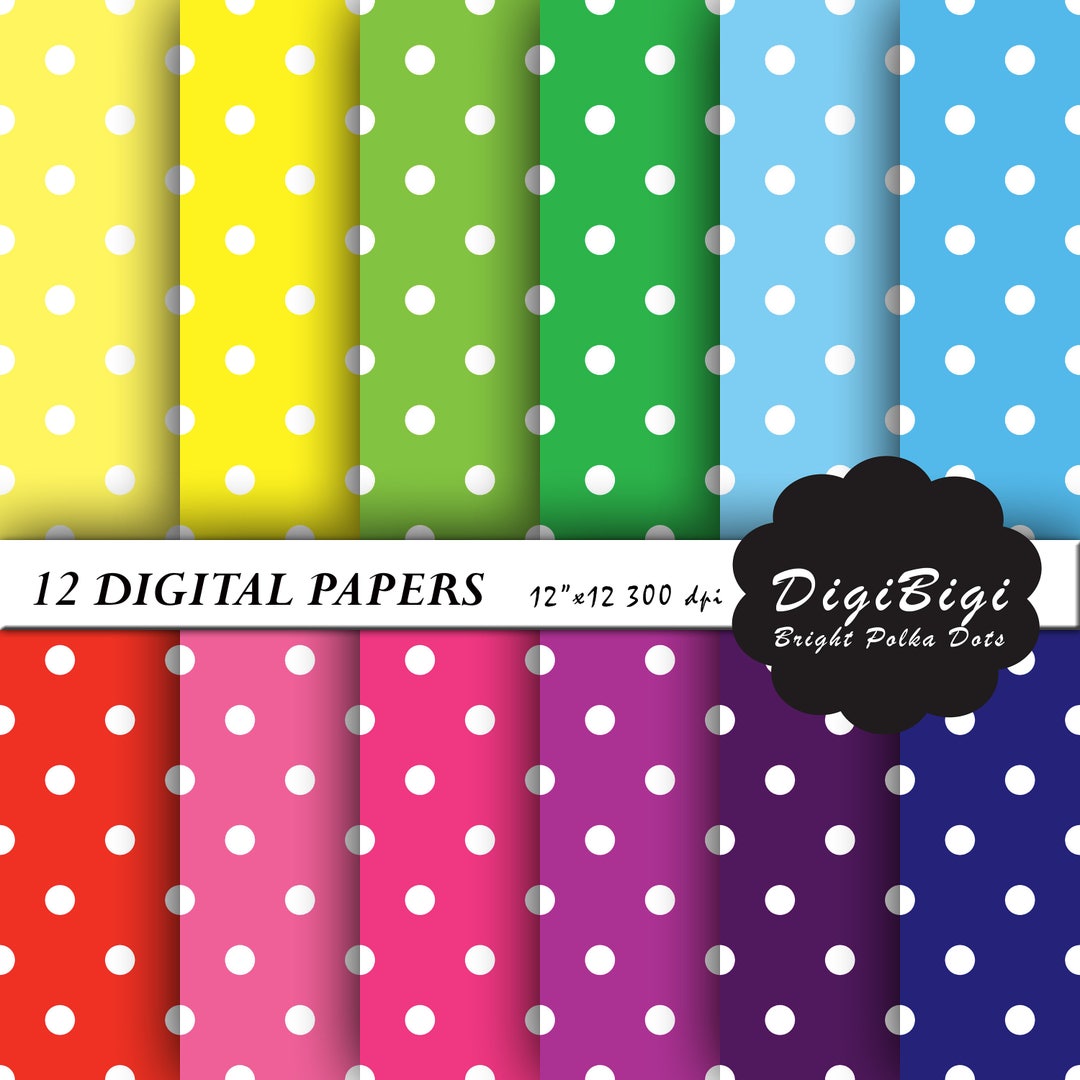 Polka Dots Digital Paper, Rainbow Dots Background, Polka Dots Digital ...