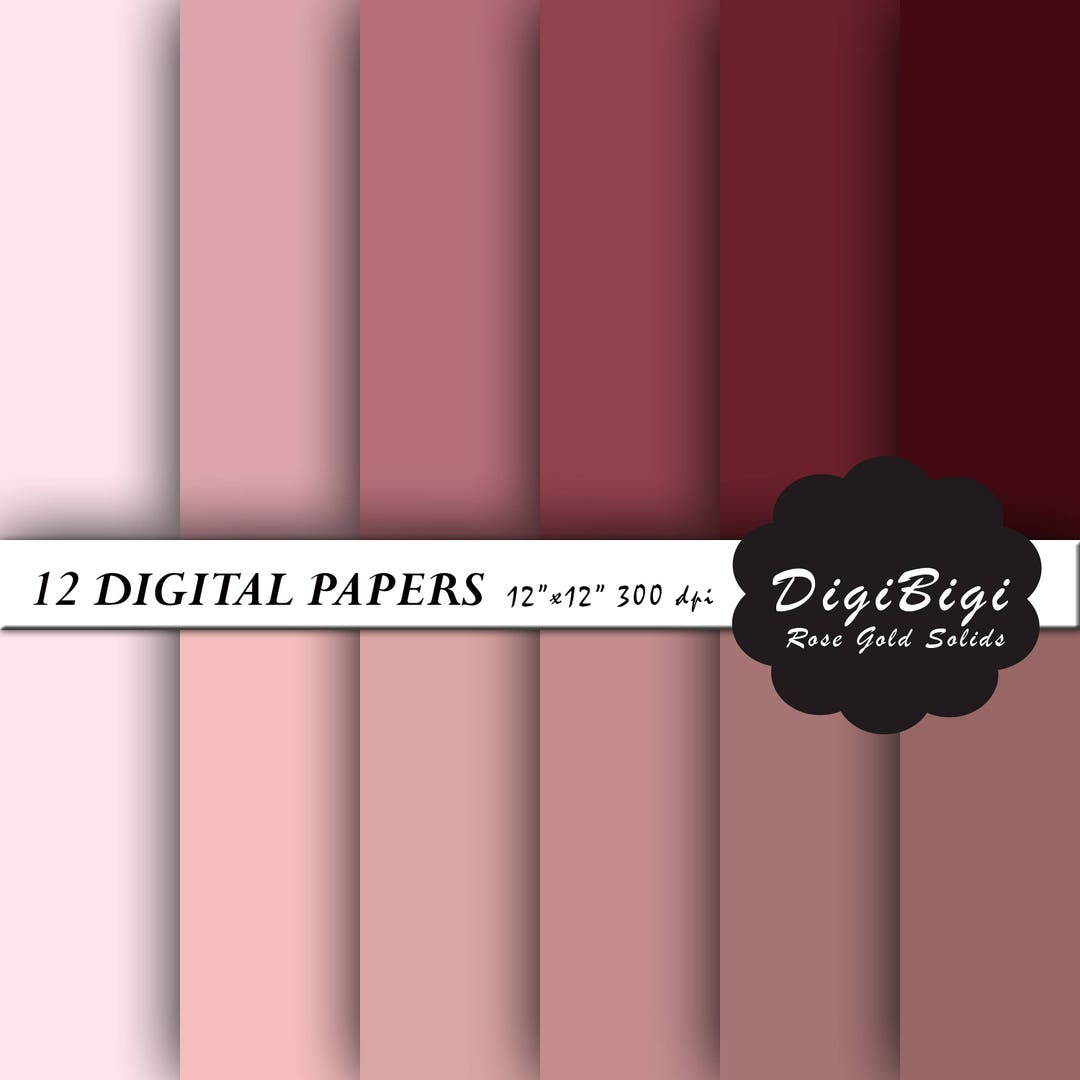 Rose Gold Digital Paper, 12 X 12, Solid Rose Gold Paper, Pastel Pink ...