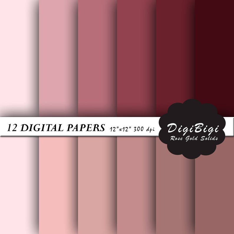 Rose Gold Digital Paper, 12 X 12, Solid Rose Gold Paper, Pastel Pink ...