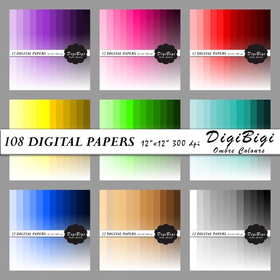 Ombre Digital Paper Bundle Gradient Digital Paper 12 X 12 | Etsy