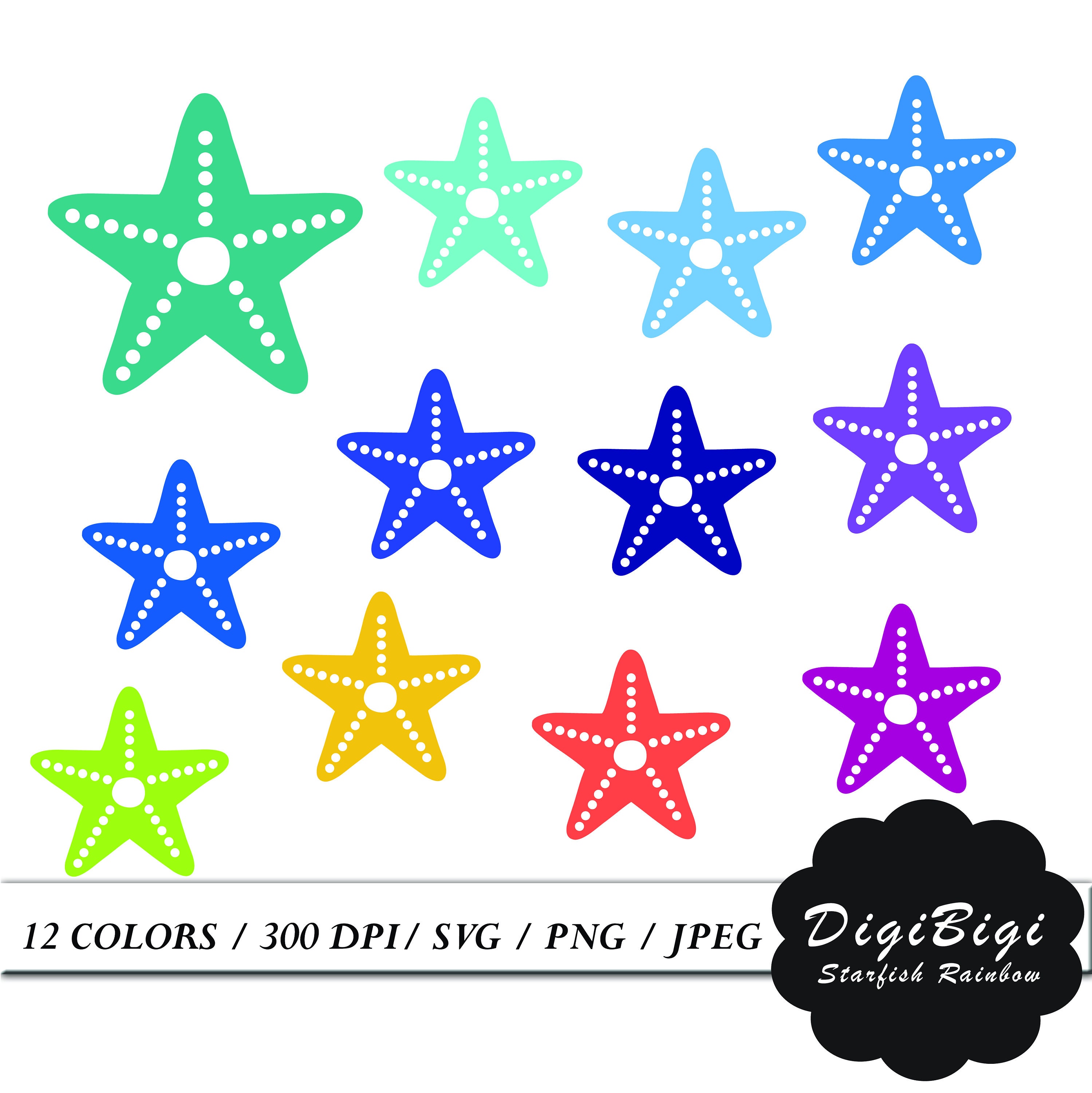 Starfish Clipart, Starfish SVG , Printable Planner Starfish Stickers ...