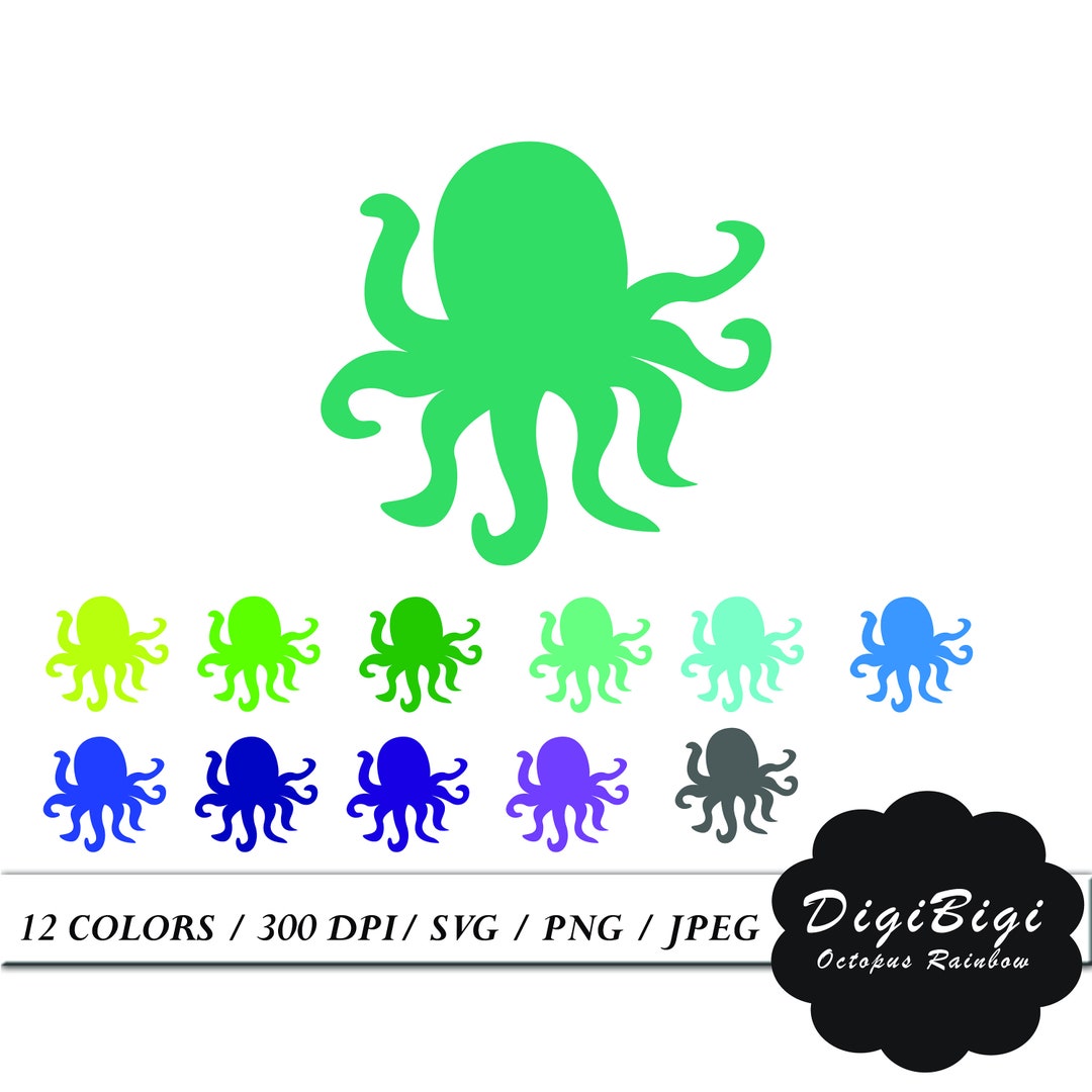 Colorful Octopus Clipart: SVG, PNG, JPEG Files (digital Download) - Etsy