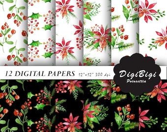 Watercolor Flower Digital Paper, Floral Digital Paper, Watercolor Roses ...