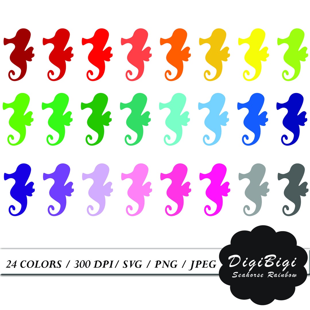 Seahorse SVG, Seahorse Clipart, Rainbow Seahorse Clip Art, Seahorse ...