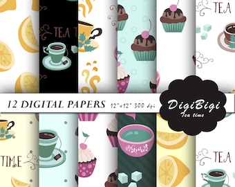 Tea Time Scrapbook Paper - Etsy