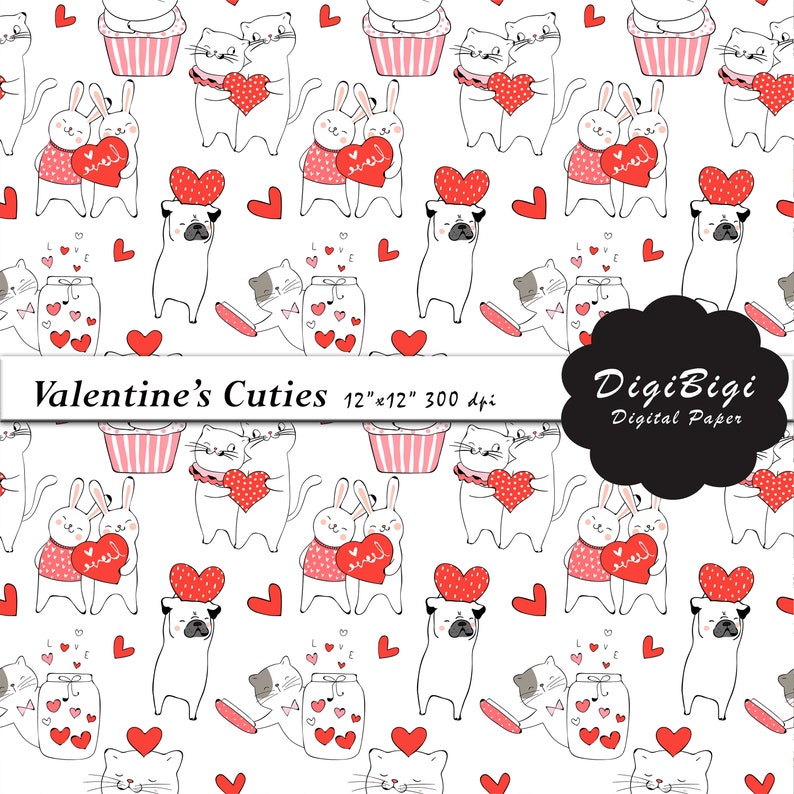 Valentines Digital Paper, Seamless Valentines Digital Paper, Seamless ...