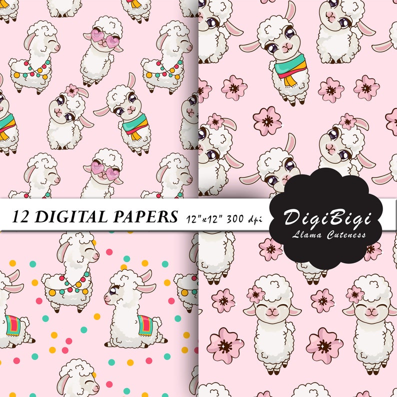 Llama Digital Paper, Alpaca Digital Paper, Llama Patterns, Llama ...