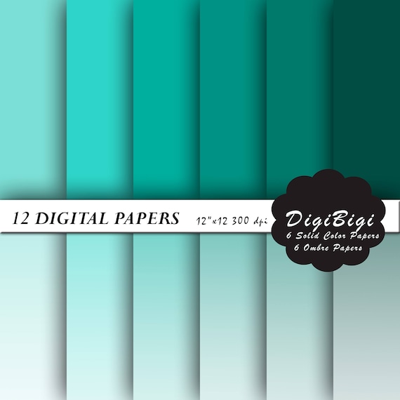 Turquoise Digital Paper Aquamarine Digital Paper Teal | Etsy