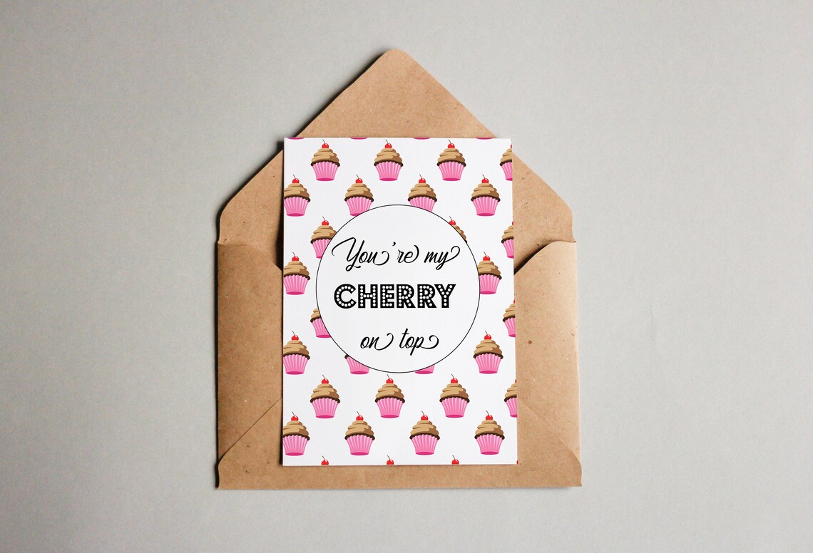 You Are My Cherry on Top Card, Printable Valentines Card, Printable ...