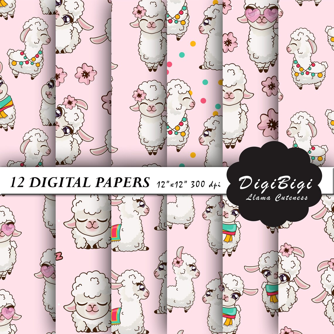 Llama Digital Paper, Alpaca Digital Paper, Llama Patterns, Llama ...