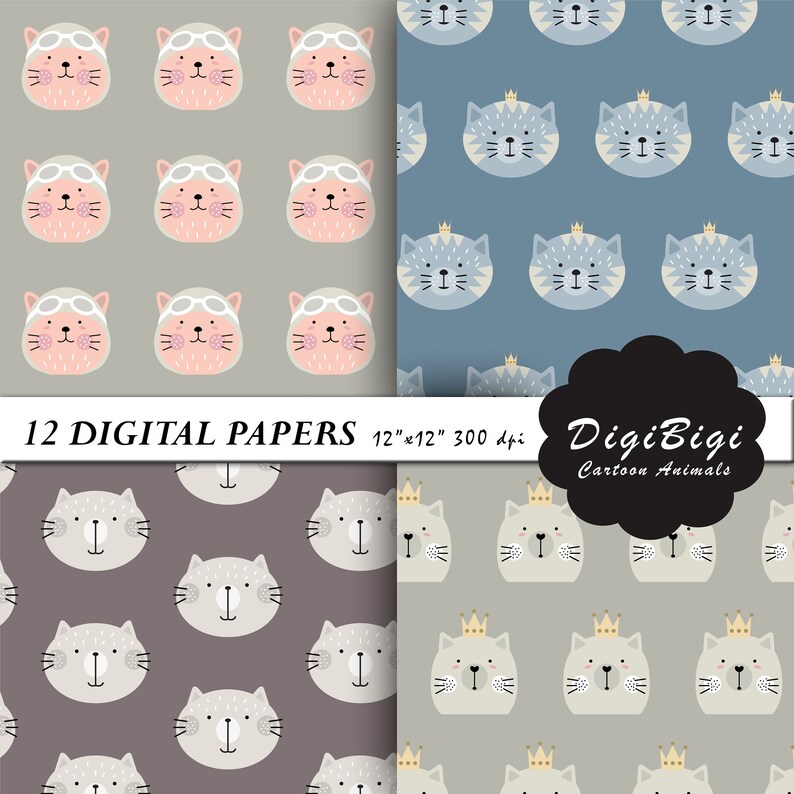 Animals Digital Paper, Baby Digital Paper, Baby Animals Patterns, Baby ...