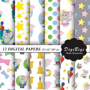 Baby Elephant Digital Paper, Baby Elephant Background, Baby Animal ...