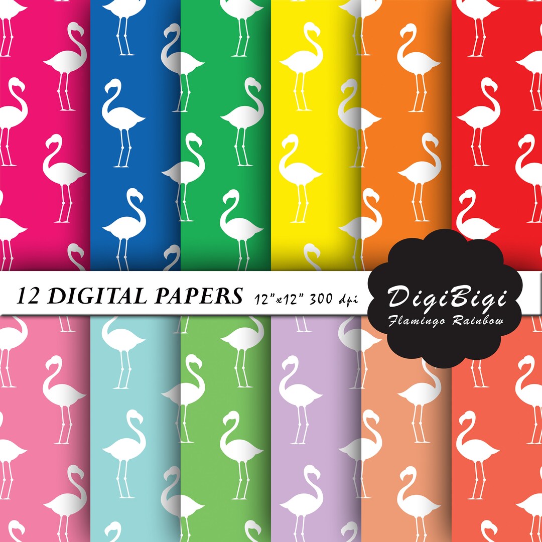 Flamingo Digital Paper, Flamingo Pattern Paper, White Flamingo Digital ...