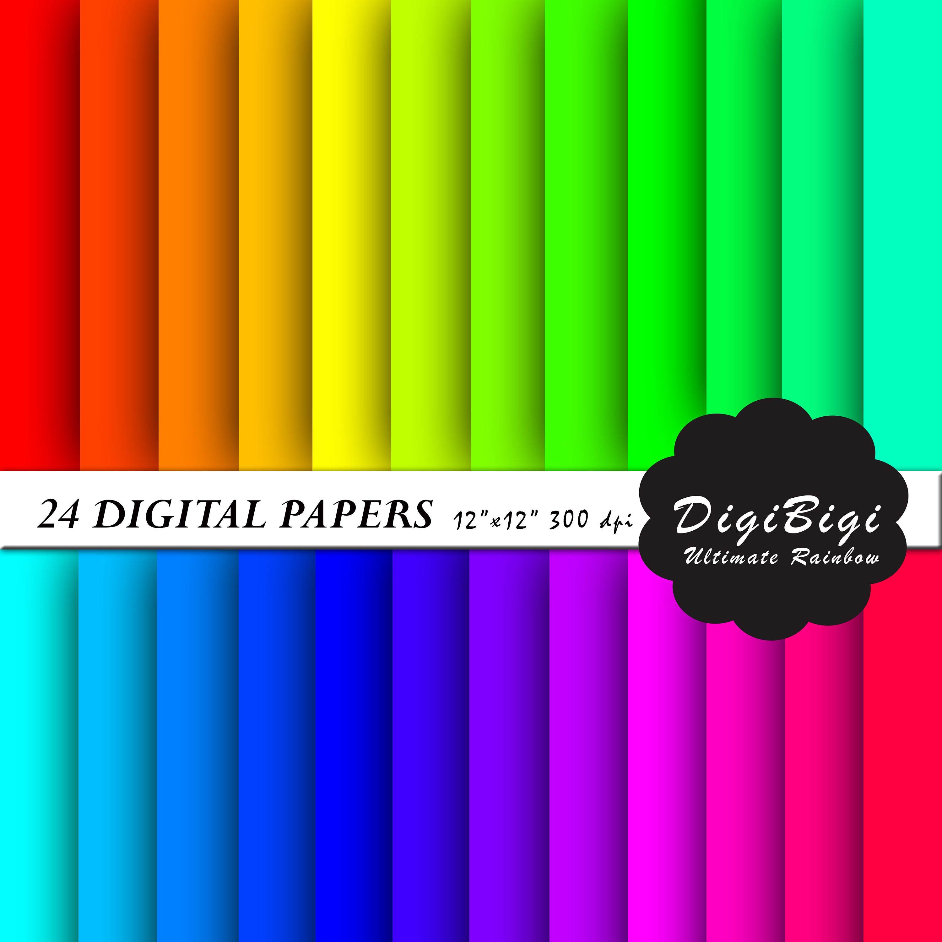 Rainbow Solids Digital Paper, 12 X 12, Colorful Solid Digital Paper ...