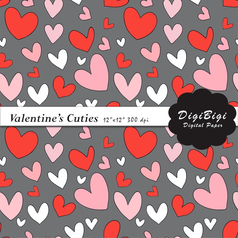 Valentines Digital Paper, Cute Puppies Digital Paper, Seamless ...