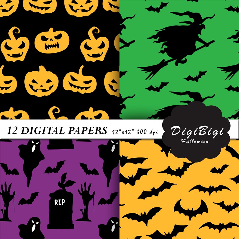 Halloween Digital Paper, Scary Paper, Trick or Treat Paper, Halloween ...