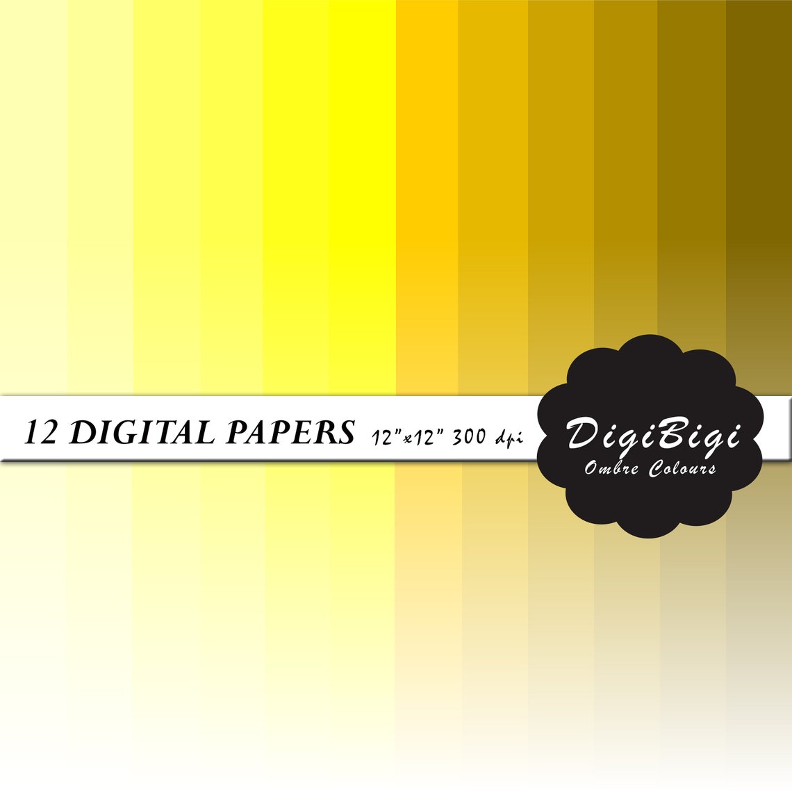Yellow Ombre Digital Paper, Yellow Digital Paper, 12 X 12, Ombre ...