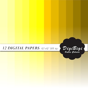 Yellow Ombre Digital Paper, Yellow Digital Paper, 12 X 12, Ombre ...