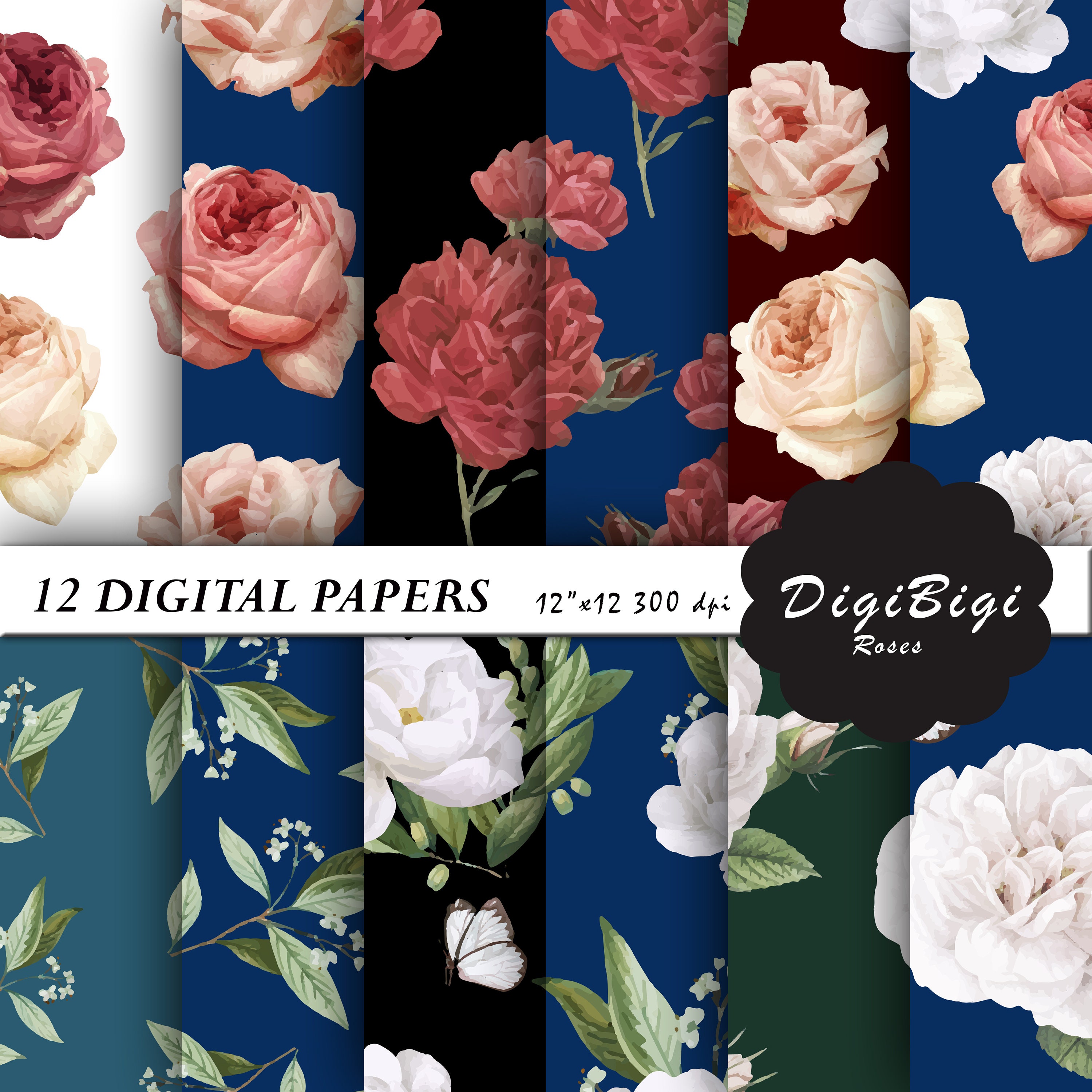 Watercolor Flowers Digital Paper, Seamless Floral Digital Paper ...