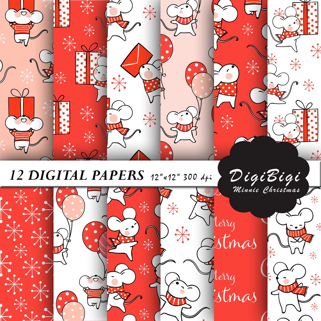 Cute Christmas Digital Paper, Seamless Christmas Digital Paper, Cartoon ...