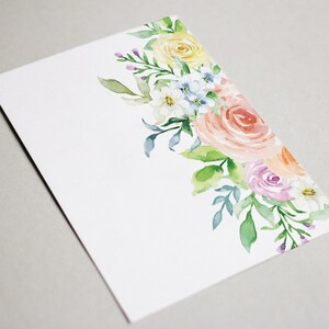 Floral writing paper Watercolor floral letter paper Floral | Etsy