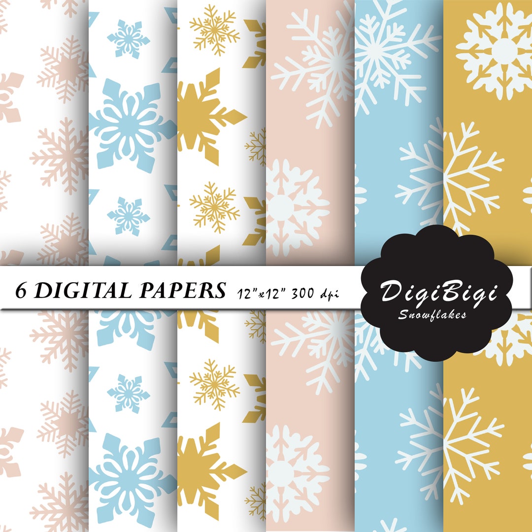 Snowflake Digital Paper, Christmas Digital Paper, Snowflake Patterns ...
