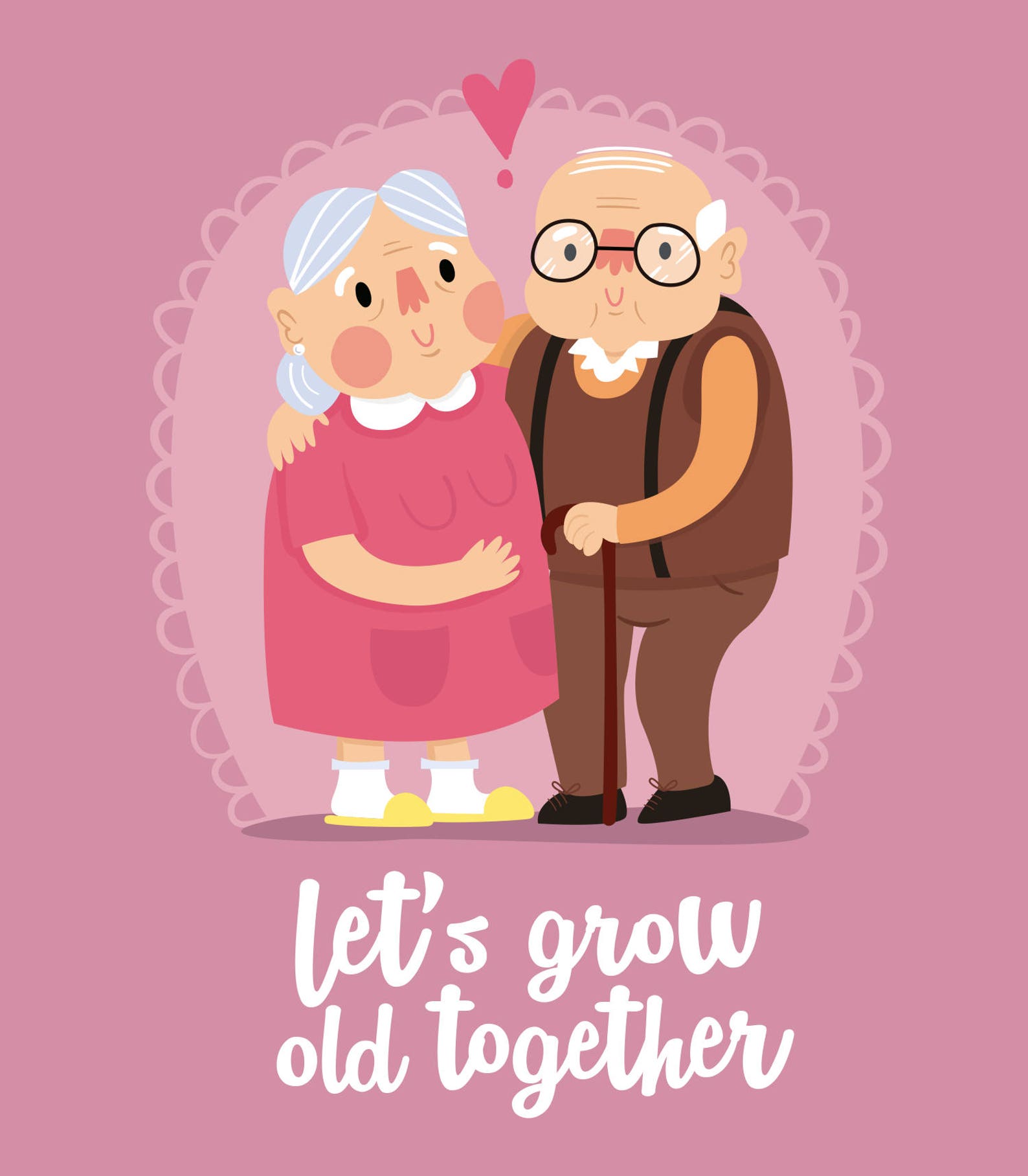 Lets Grow Old Together Illustrated Poster Love Quotes Etsy