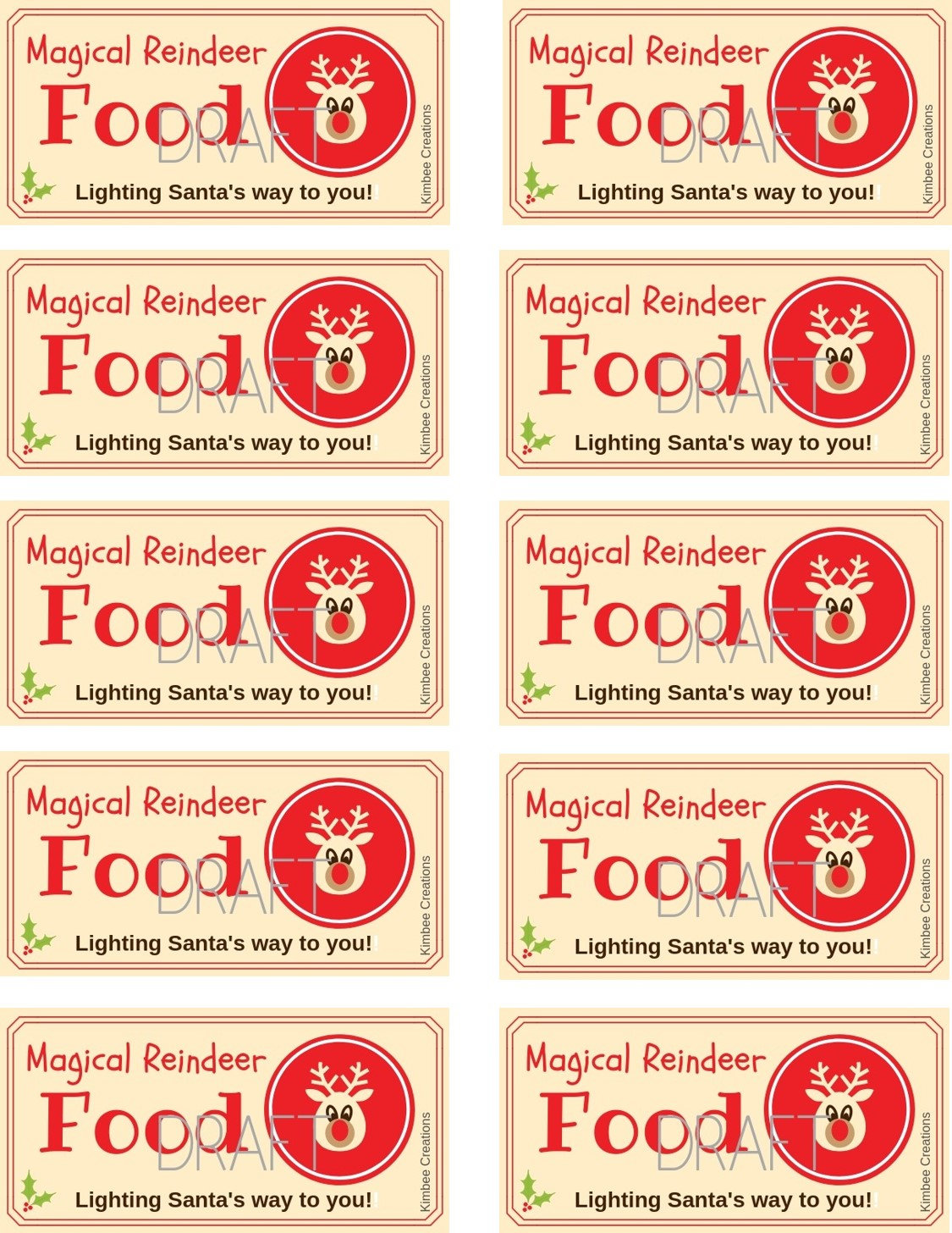 Christmas Magical Reindeer Food Labels - Etsy