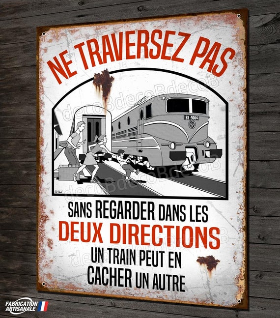 Vintage metal plate SNCF chutes Wall Décor Wall Decals & Murals etna.com.pe