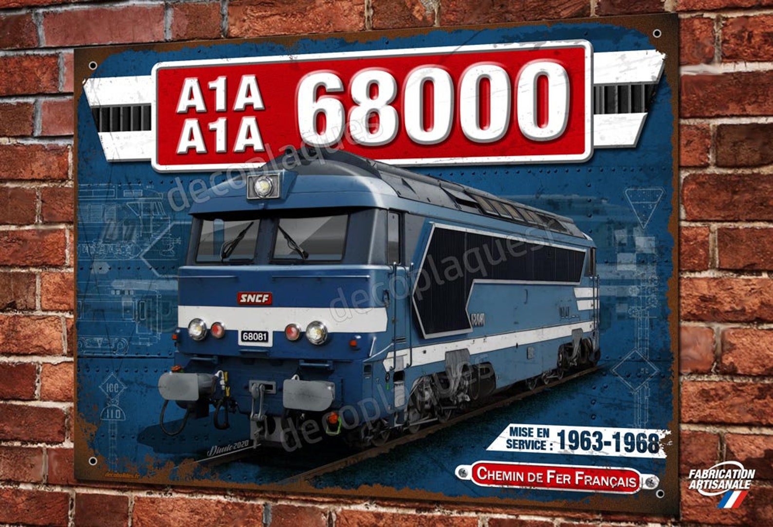 Plaque métal déco Locomotive Diesel A1A-A1A 68000 Train SNCF - Etsy France