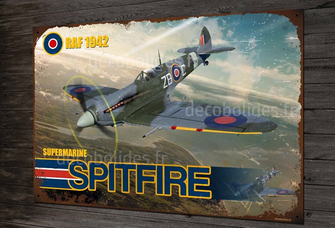 Metal Plate Deco Supermarine RAF 1942 Spitfire Fighter - Etsy