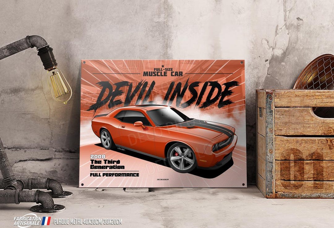 Dodge Challenger "devil Inside" Decorative Metal Plate, American Car ...