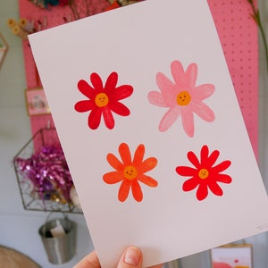 Happy + Sad Flower Painting, Botanical Print, Floral Wall Art ...