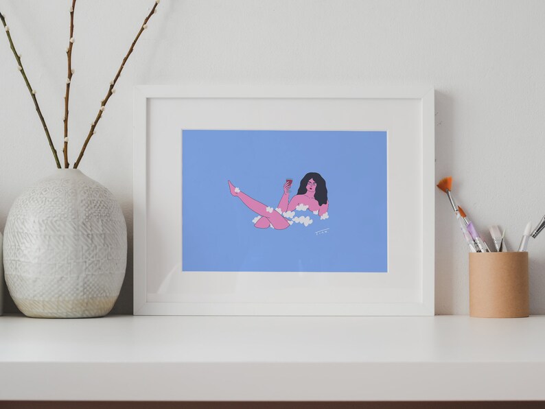 Bath Time Art Print Self Care Wall Art Bubble Bath - Etsy