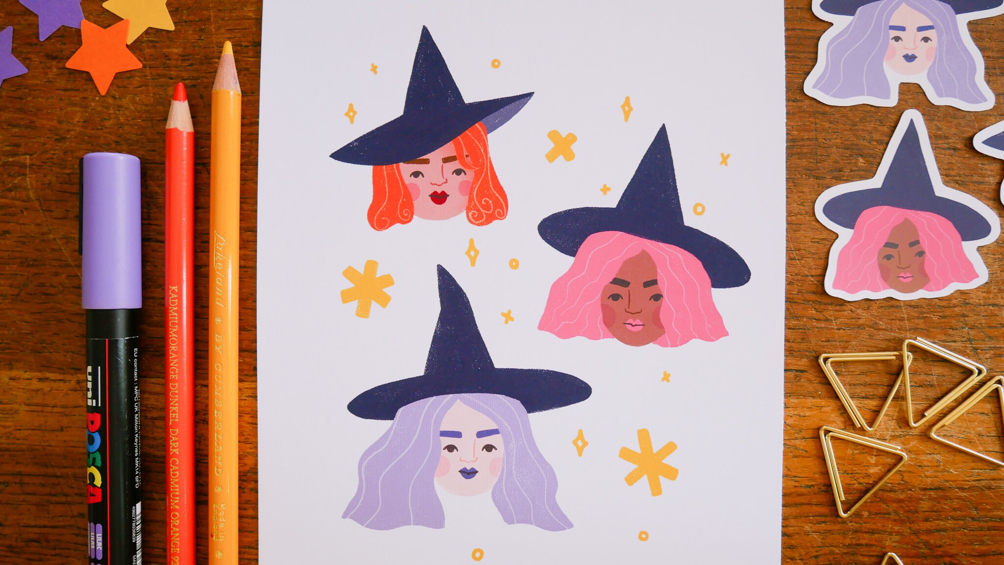 Moody Witch Print Resting Witch Face Halloween Decor Pastel | Etsy