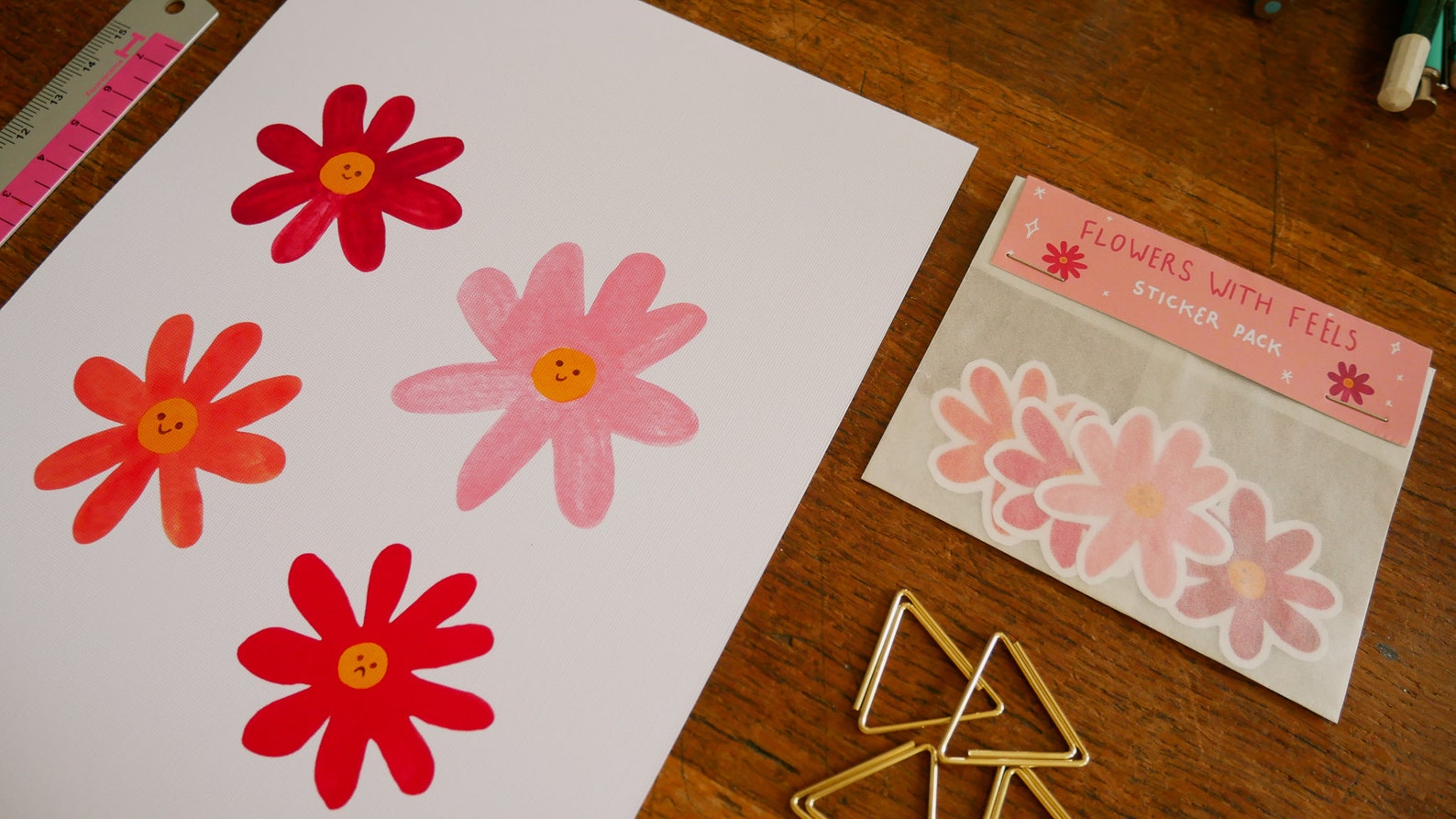 Happy + Sad Flower Painting, Botanical Print, Floral Wall Art ...