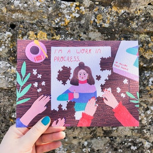 I'm a Work in Progress Art Print, Self Care Illustration, UK Printed ...