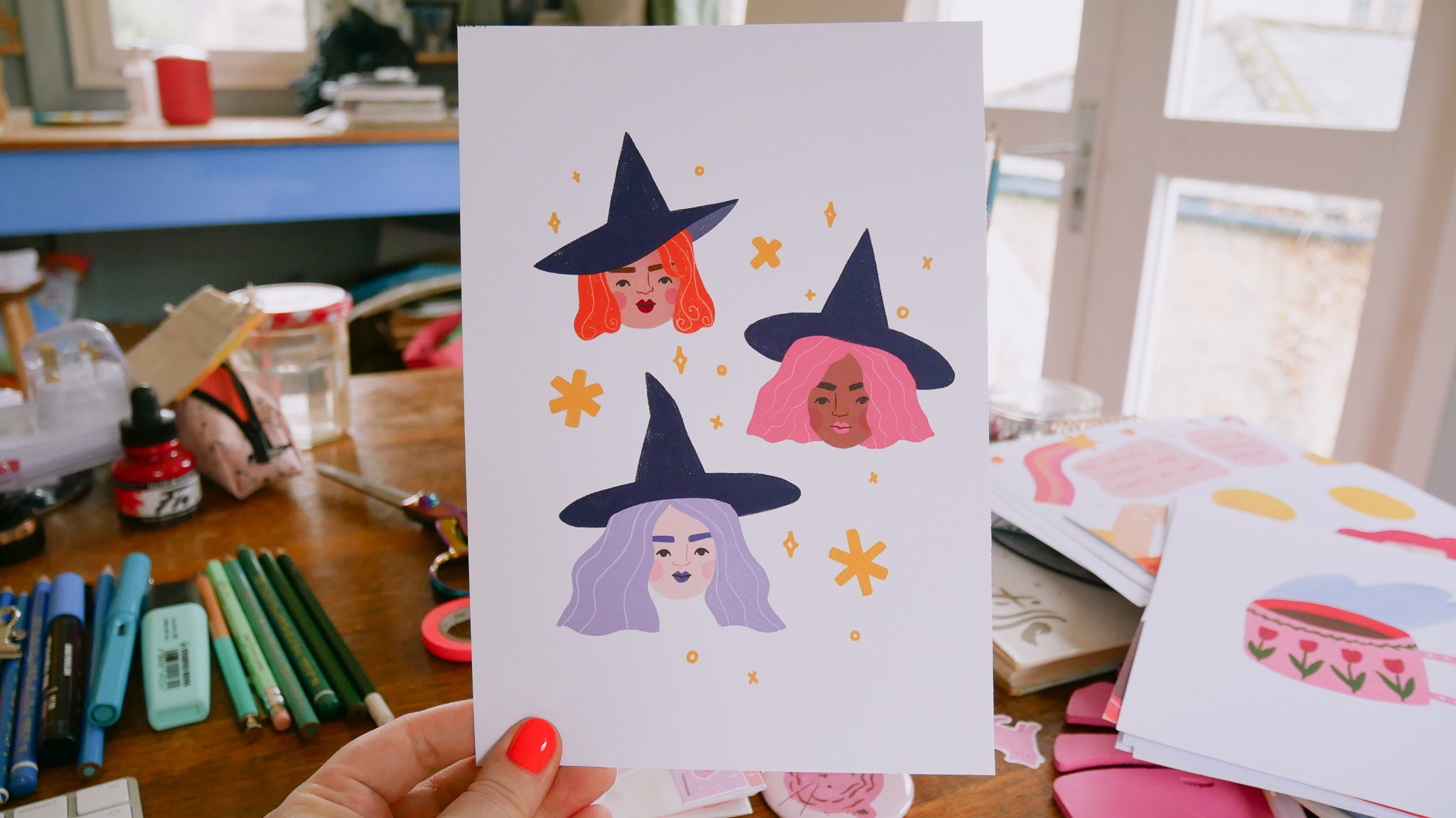 Moody Witch Print, Resting Witch Face, Halloween Decor, Pastel Goth ...