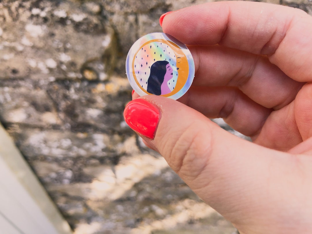 Holographic Moon Sticker, Hydroflask Sticker, Man in the Moon - Etsy