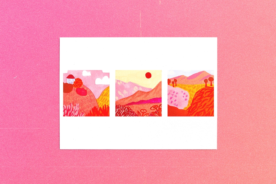Landscape Trio Art Print, Landscape Wall Art, Landscape Painting, Boho ...